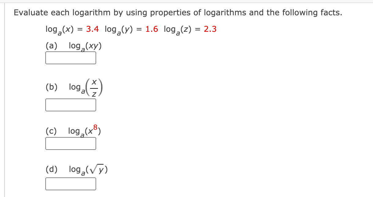 Solved Evaluate each logarithm by using properties of | Chegg.com