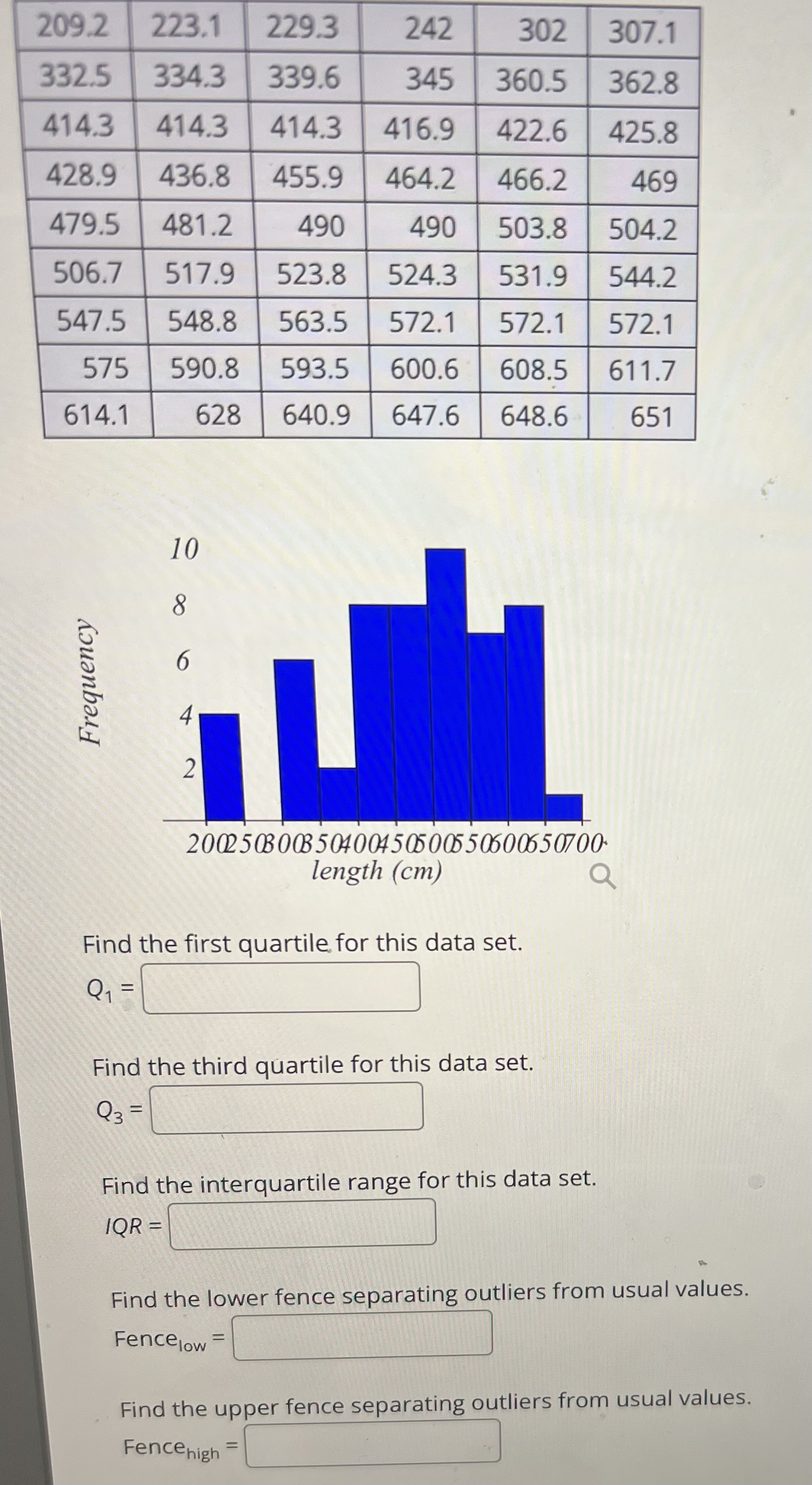 Solved Find the first quartile for this data set. Q1= Find | Chegg.com