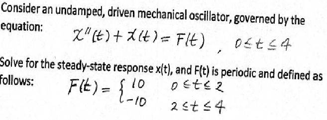 Solved Consider an undamped, driven mechanical oscillator, | Chegg.com