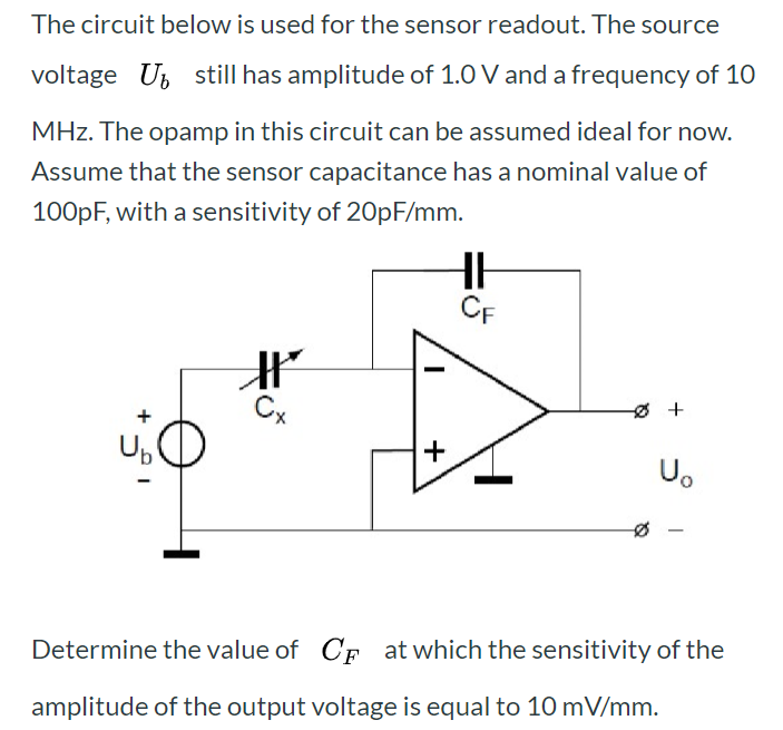 Solved The circuit below is used for the sensor readout. The | Chegg.com