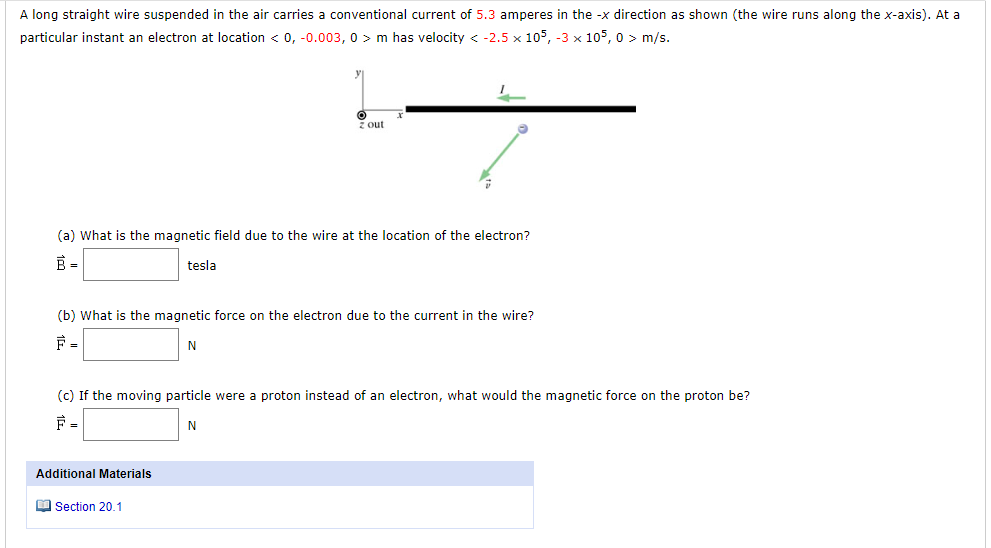 Solved A long straight wire suspended in the air carries a | Chegg.com