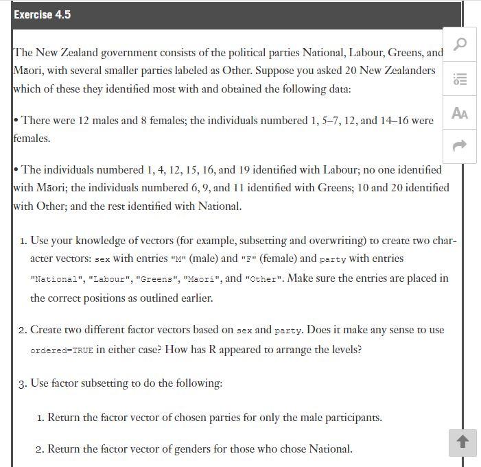 Solved Exercise 4.5 o The New Zealand government consists of | Chegg.com