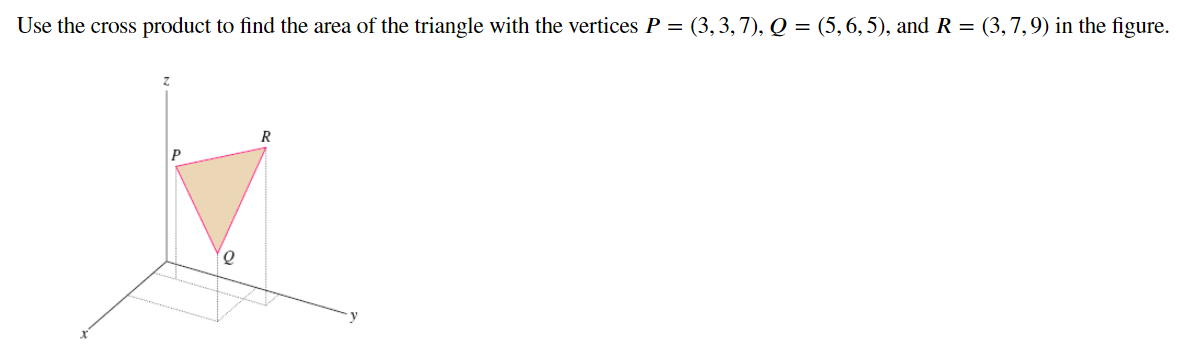 Solved Use the cross product to find the area of the | Chegg.com