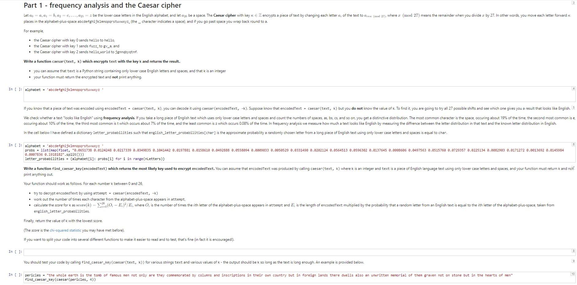 Solved Part 1 - frequency analysis and the Caesar cipher Let | Chegg.com
