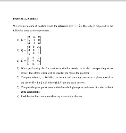 Solved Problem 1120 points: We consider a cube at position x | Chegg.com