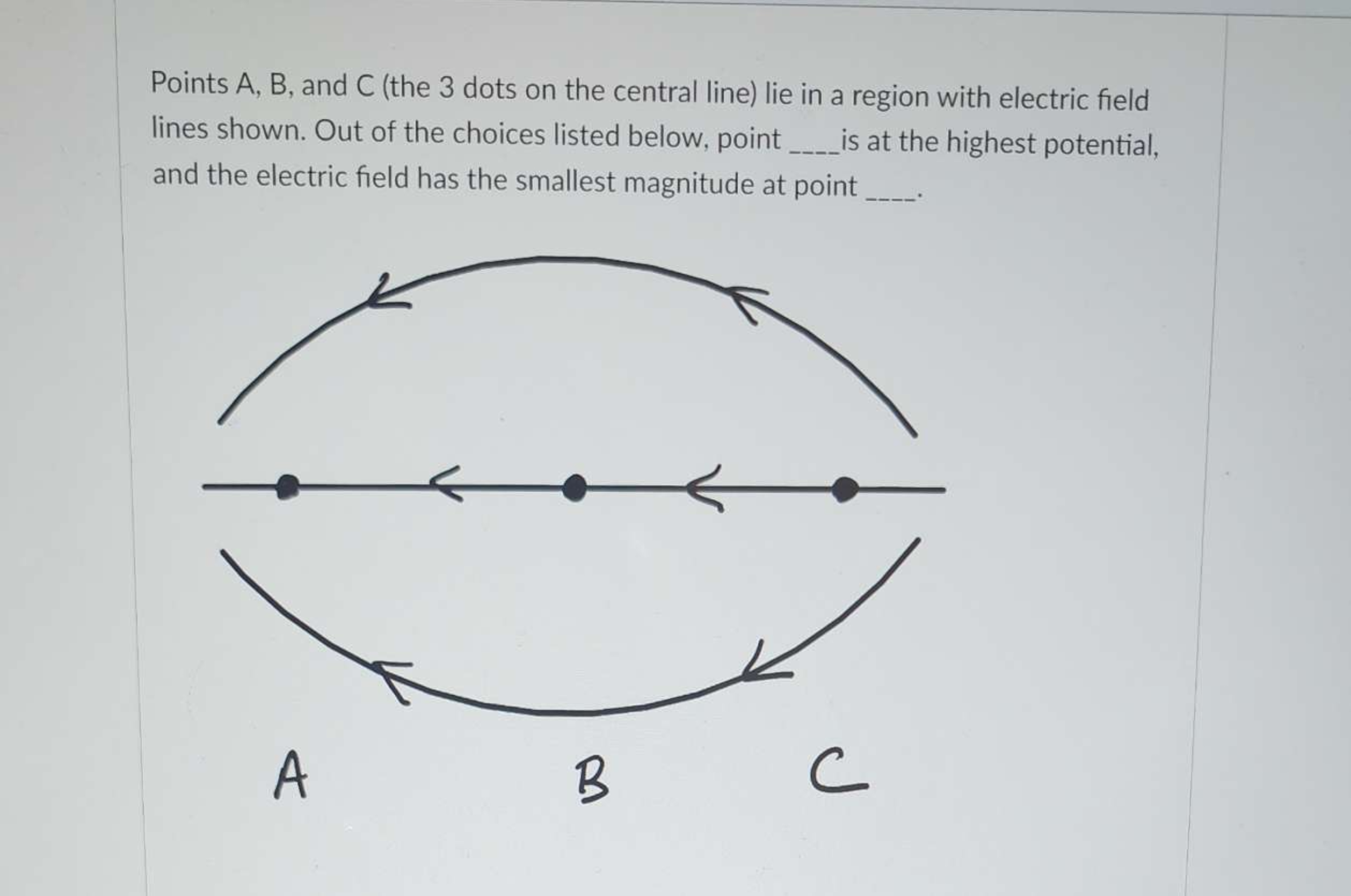 Solved Points A,B, ﻿and C (the 3 ﻿dots on the central line) | Chegg.com