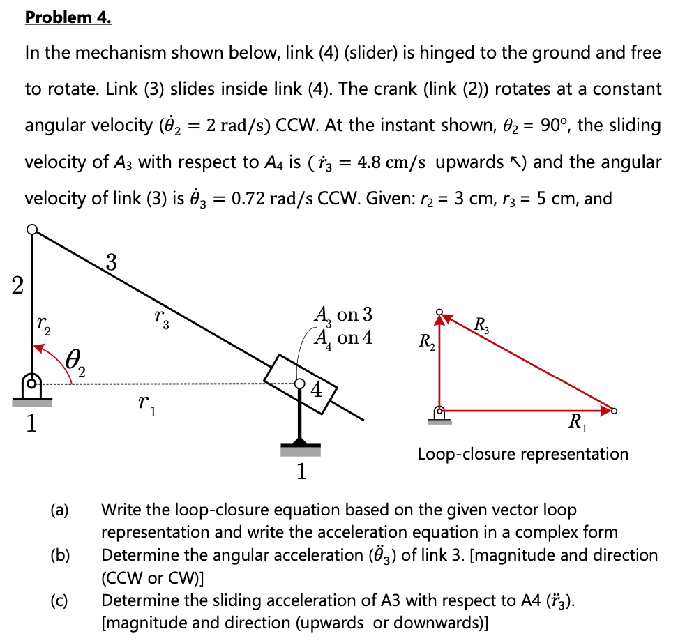 Solved Problem 4. In the mechanism shown below, link (4) | Chegg.com