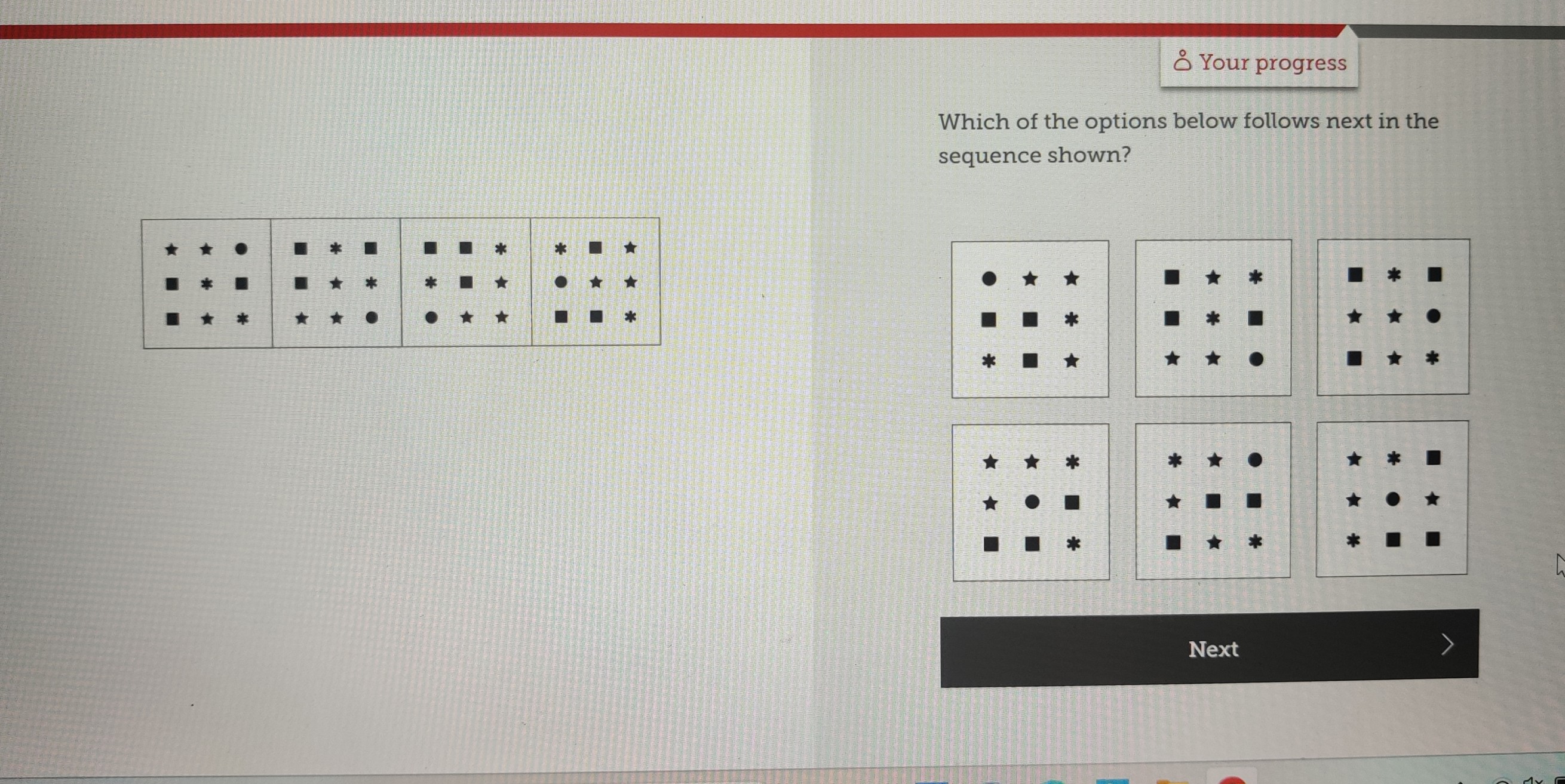 Solved Which of the options below follows next in the | Chegg.com