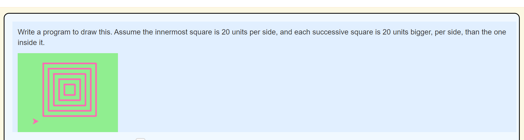 Solved Read the integer number N of nested squares to draw, | Chegg.com