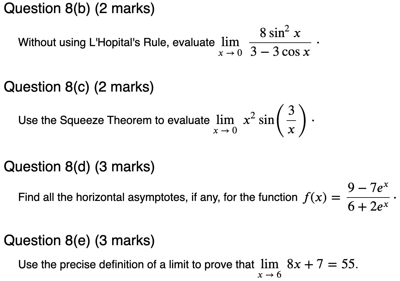 Solved Without using L'Hopital's Rule, evaluate | Chegg.com
