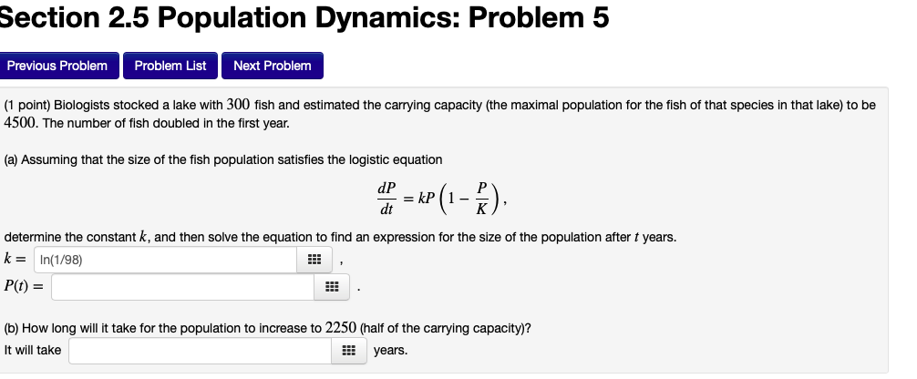 Solved Section 2 5 Population Dynamics Problem 5 Previous