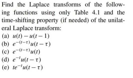 Solved Find the Laplace transforms of the following | Chegg.com