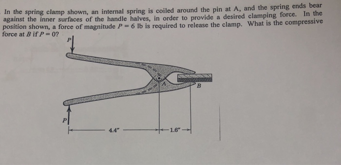 Solved In the spring clamp shown, an internal spring is | Chegg.com