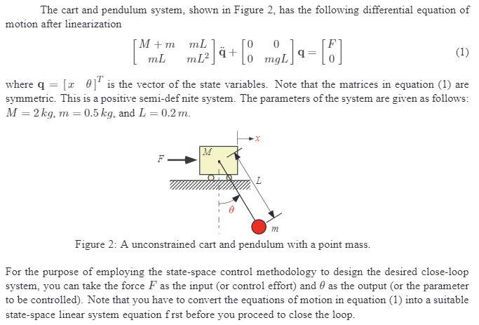 Solved The Cart And Pendulum System Shown In Figure 2 Has 