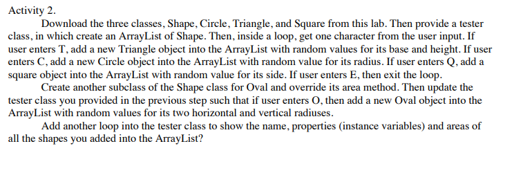 Solved Classes that I had download 1. public class Circle | Chegg.com