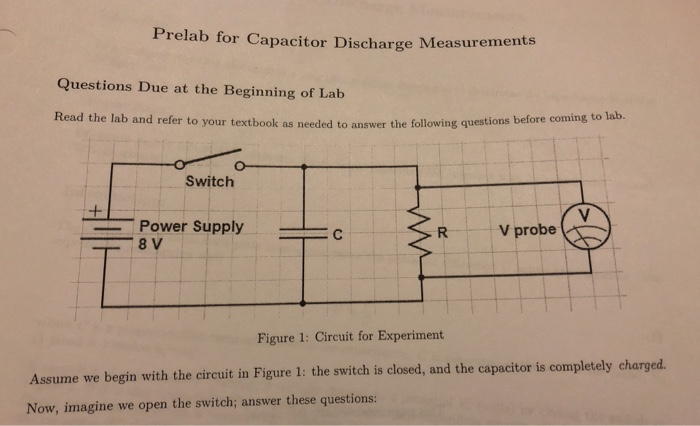 Solved Prelab for Capacitor Discharge Measure Questions Due | Chegg.com