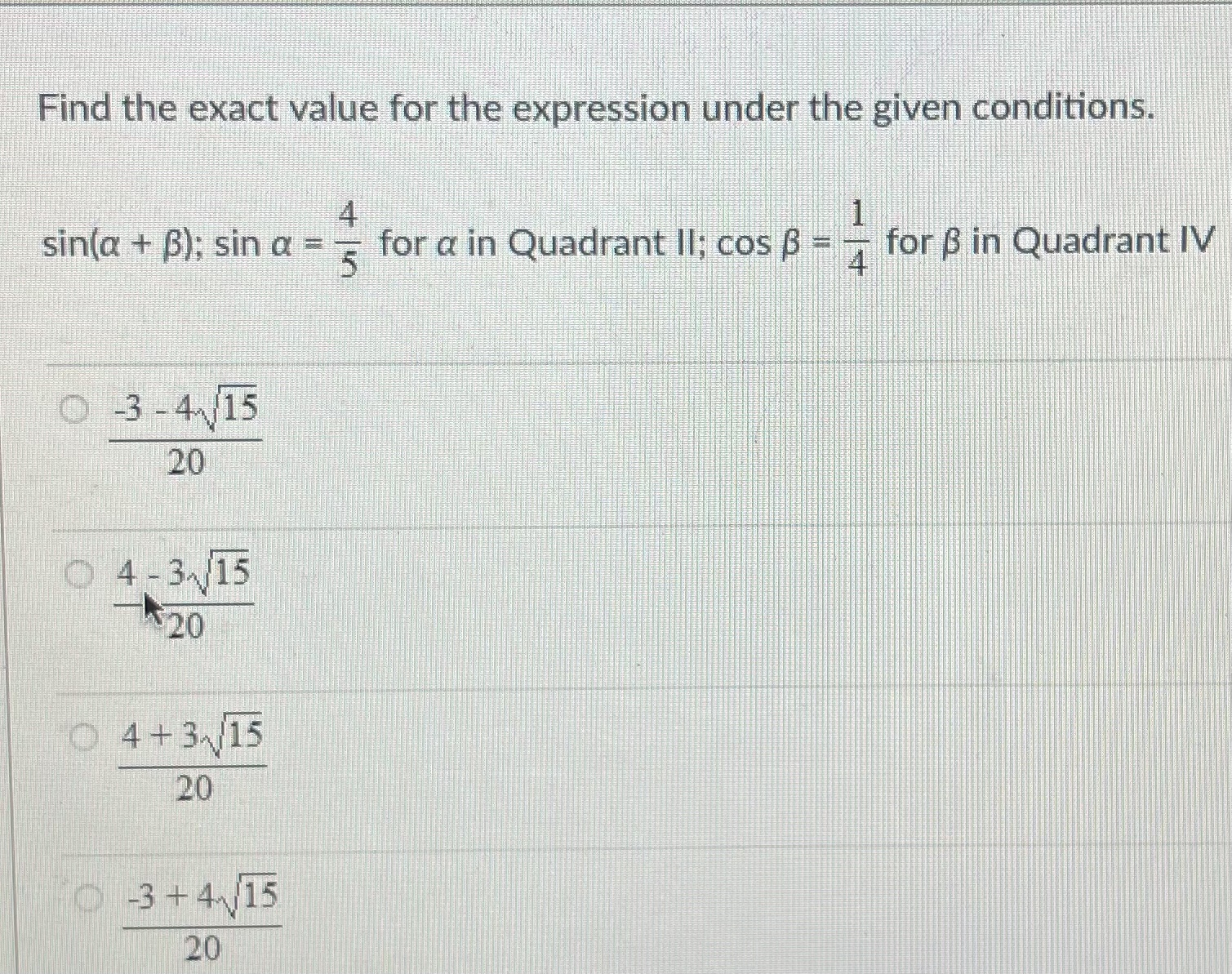 Solved Find the exact value for the expression under the | Chegg.com