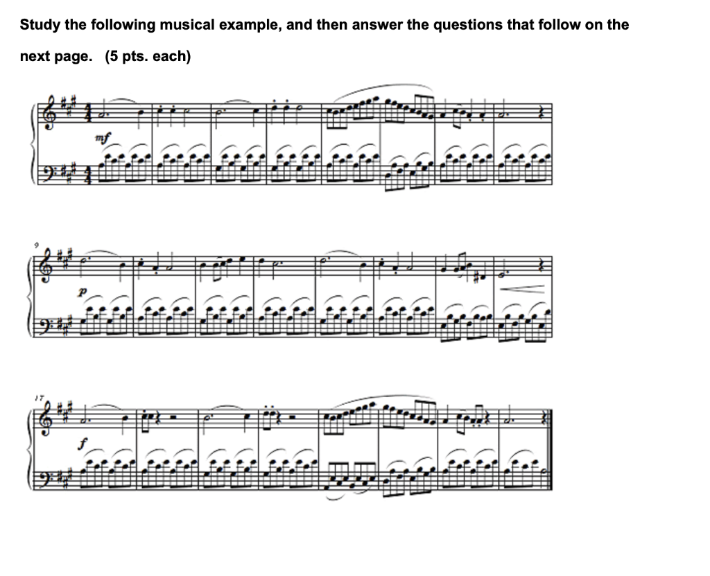 Study the following musical example, and then answer | Chegg.com