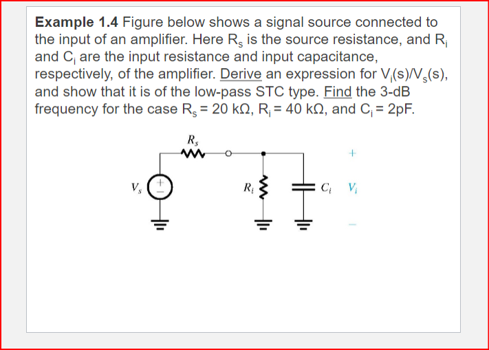 Solved Example 1.4 Figure below shows a signal source | Chegg.com