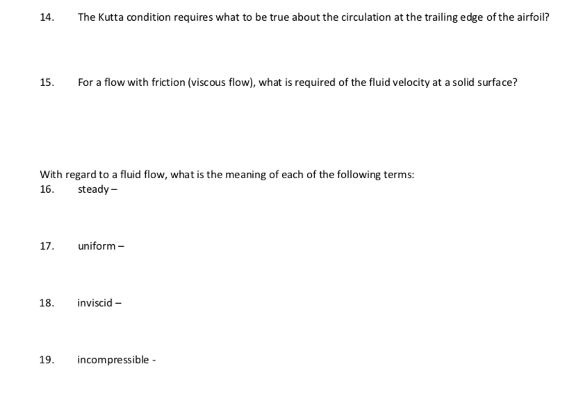 Solved 14. The Kutta condition requires what to be true | Chegg.com