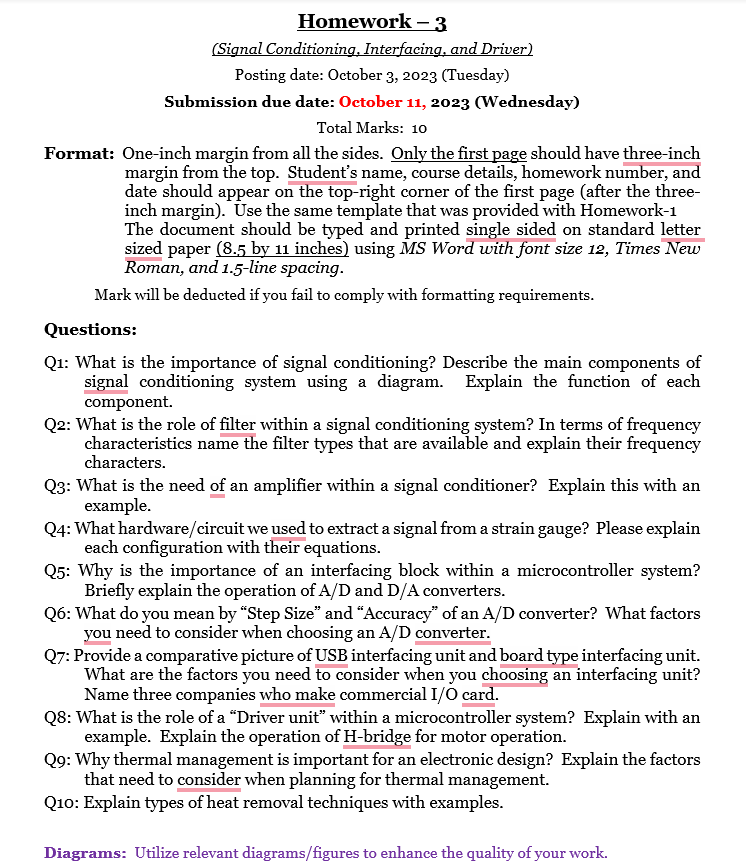 Solved Homework - 3 (Signal Conditioning, Interfacing, and | Chegg.com