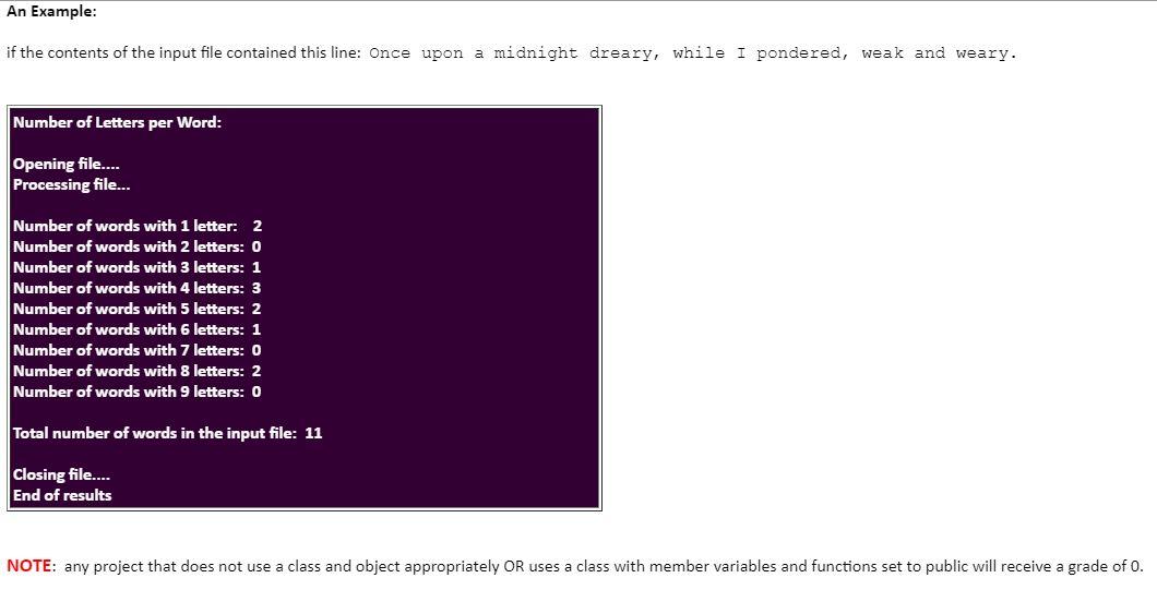 Using OOP, write a C++ program that read an input | Chegg.com
