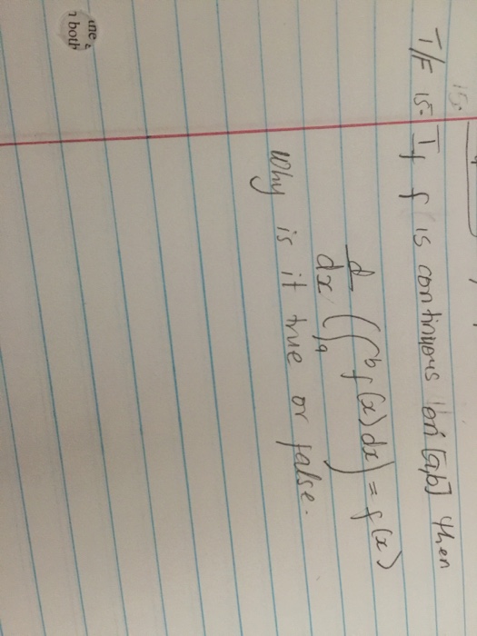 Solved If f is continuous on [a, b] then d/dx (integral_a^b | Chegg.com
