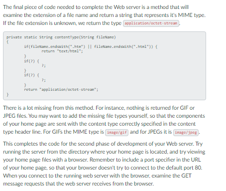Solved Web Server in Java: Part B Instead of simply | Chegg.com