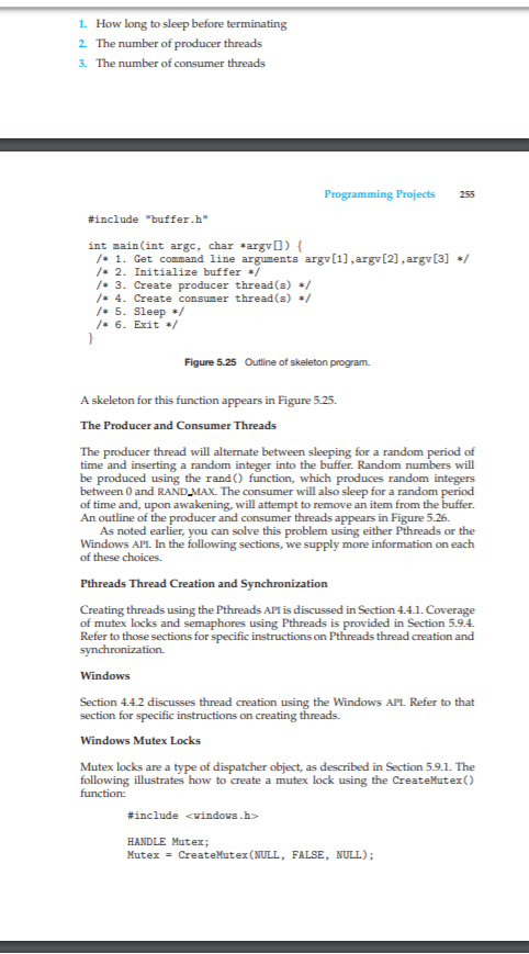 Project 3-Producer -Consumer Problem In Section | Chegg.com