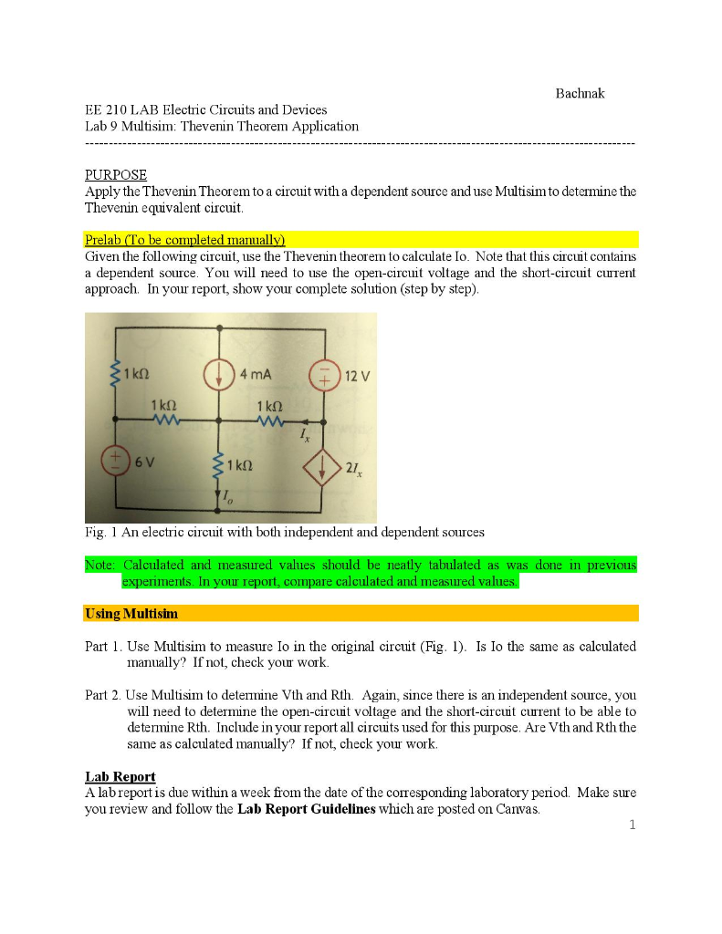 Solved Given the following circuit, use the Thevenin theorem | Chegg.com