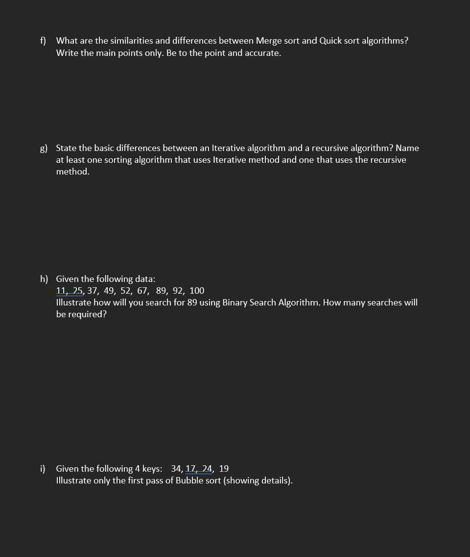 Solved f) What are the similarities and differences between | Chegg.com