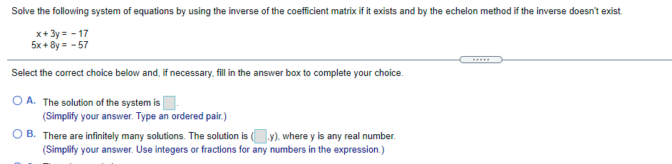 Solved Solve the following system of equations by using the | Chegg.com