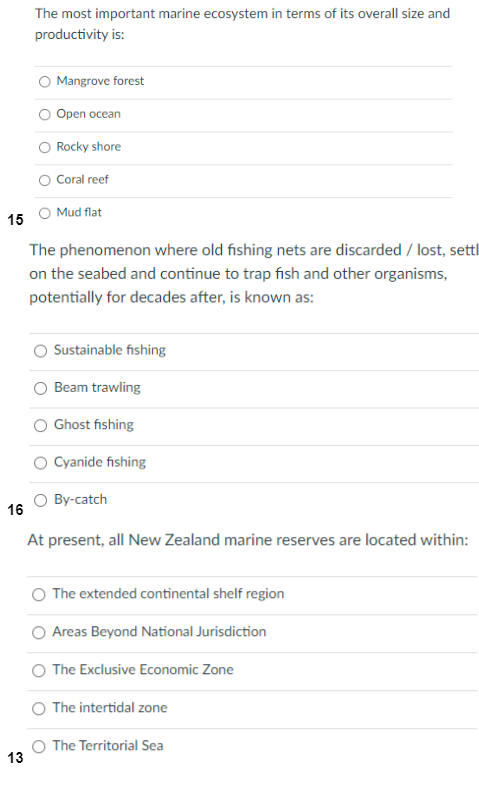 Solved The most important marine ecosystem in terms of its | Chegg.com