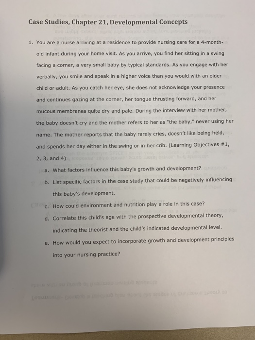 Solved Case Studies, Chapter 21, Developmental Concepts 1. | Chegg.com