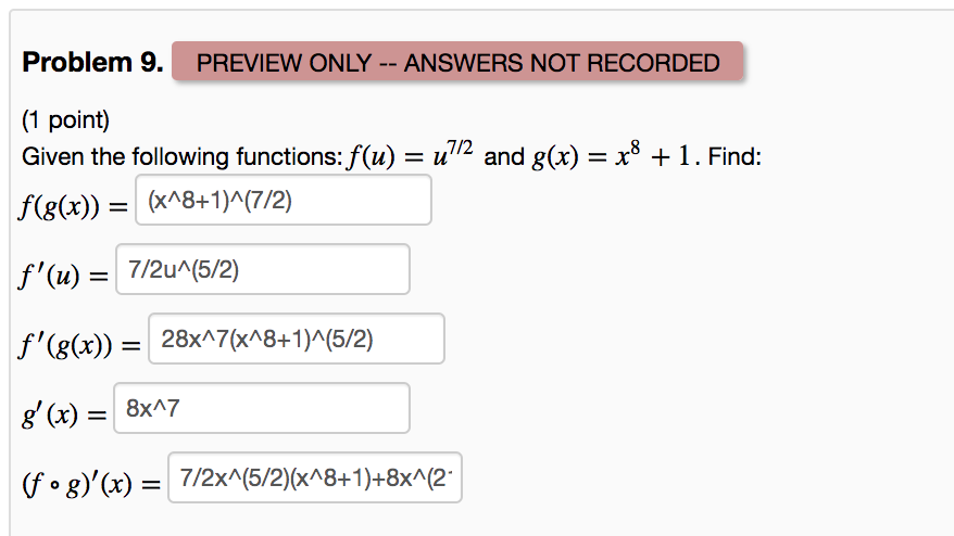 Solved Problem 9. PREVIEW ONLY - - ANSWERS NOT RECORDED (1 | Chegg.com