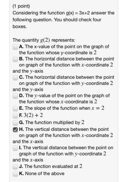 Solved (1 point) Considering the function g(x) 3x+2 answer | Chegg.com