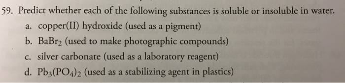 Solved Predict whether each of the following substances is | Chegg.com