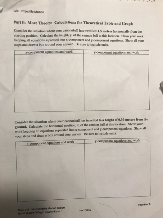 Solved Lab: Projectile Motion Part I: More Theory: | Chegg.com