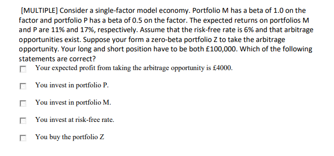Solved [MULTIPLE] Consider a single-factor model economy. | Chegg.com