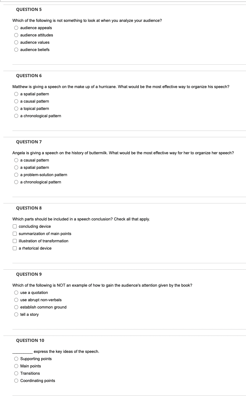Solved What parts should be in a speech introduction? Check | Chegg.com