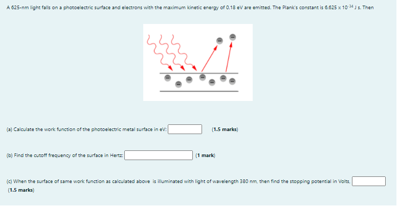 Solved A 625-nm light falls on a photoelectric surface and | Chegg.com