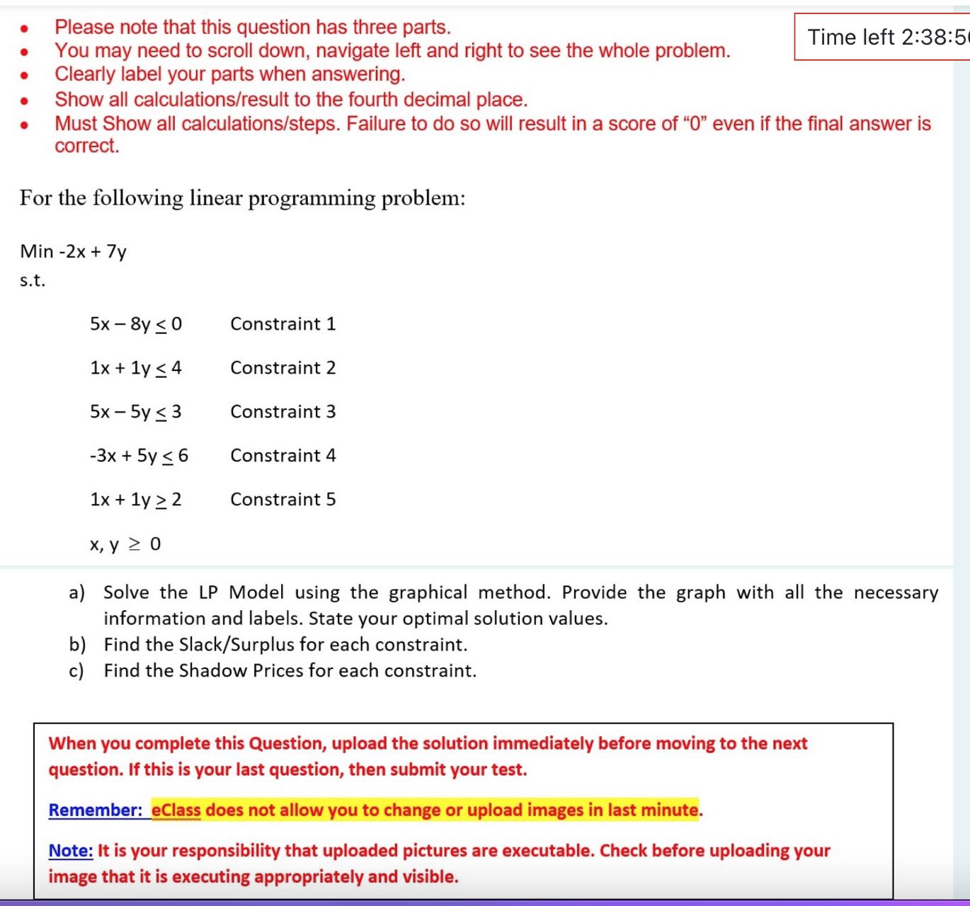 Solved - Please note that this question has three parts. - | Chegg.com