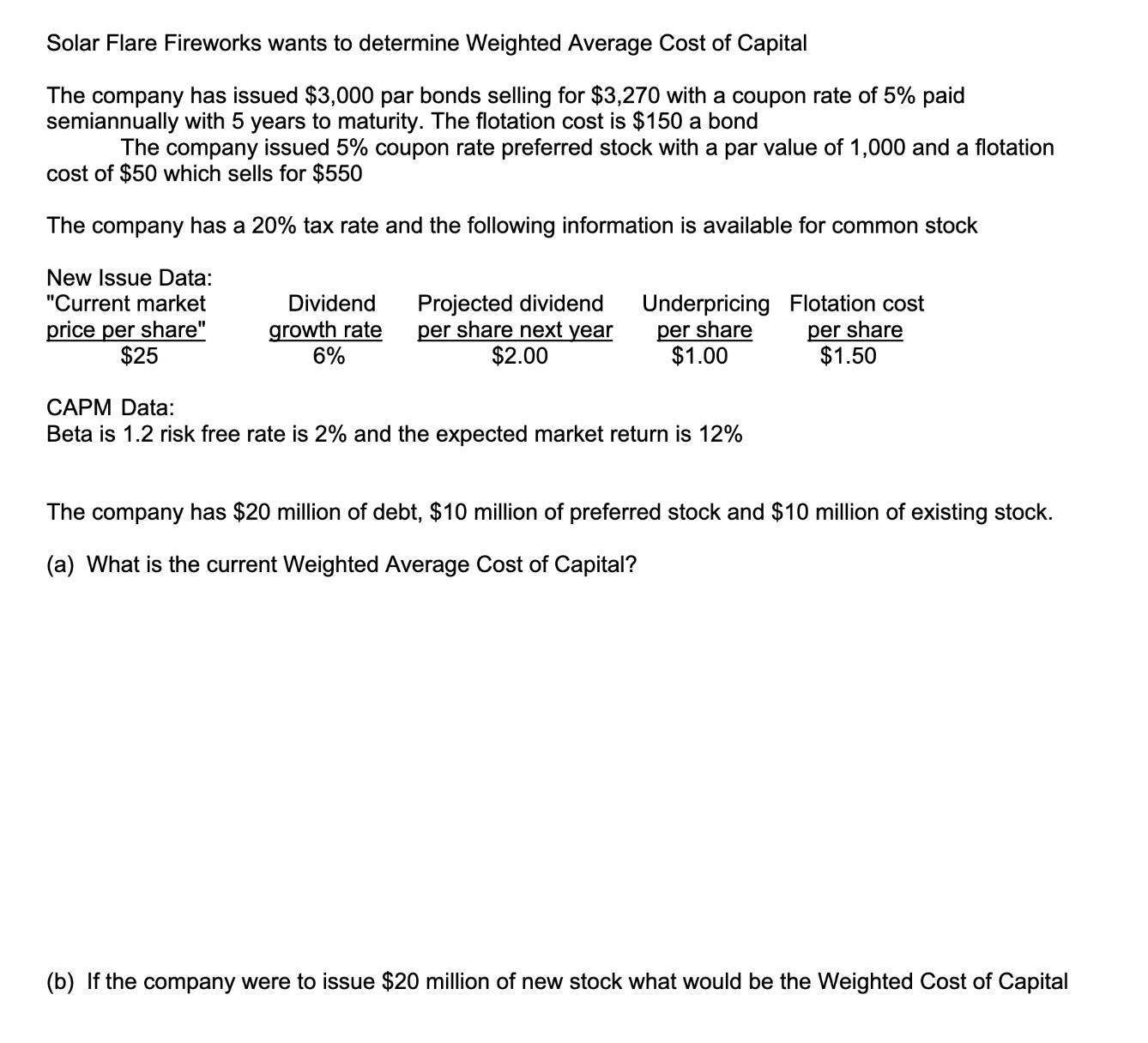Solved Solar Flare Fireworks wants to determine Weighted | Chegg.com