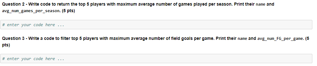 Task 4 - aggregating players' statistics over all the | Chegg.com