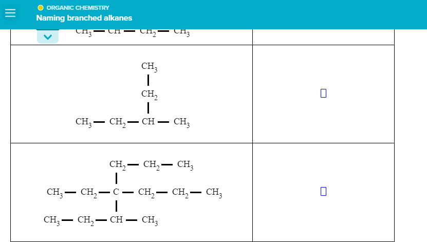 Solved ORGANIC CHEMISTRY Naming branched alkanes Name the | Chegg.com