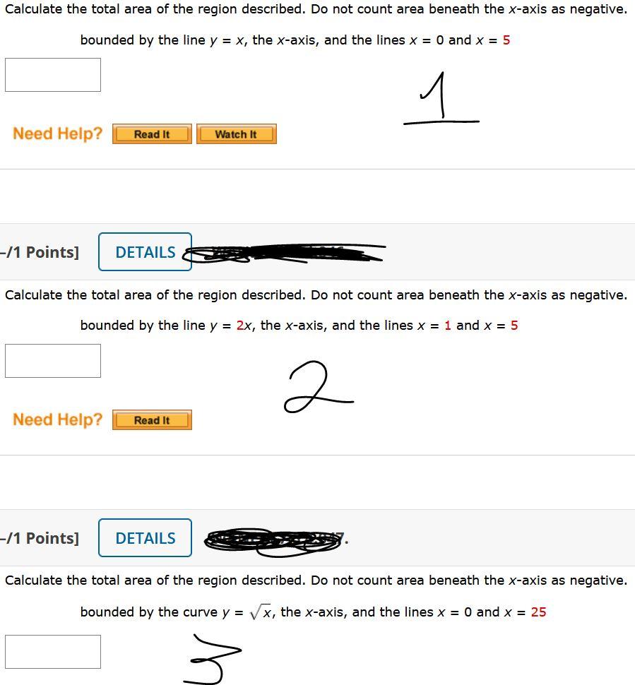 Solved Calculate the total area of the region described. Do | Chegg.com