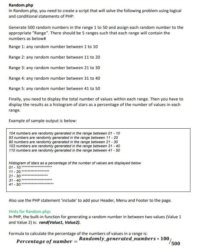 Solved Randomphp In Randomphp You Need To Create A Script 9968