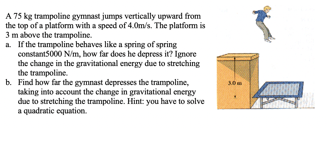 Solved A 75 kg trampoline gymnast jumps vertically upward | Chegg.com