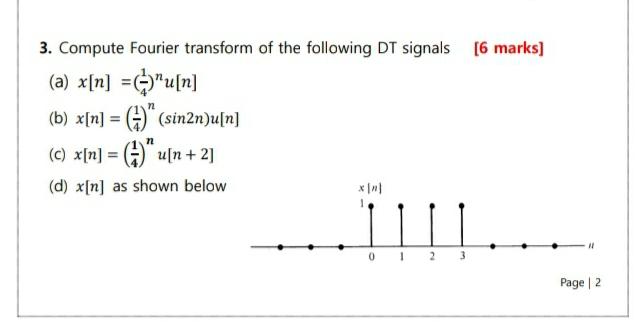 Solved 3. Compute Fourier transform of the following DT | Chegg.com