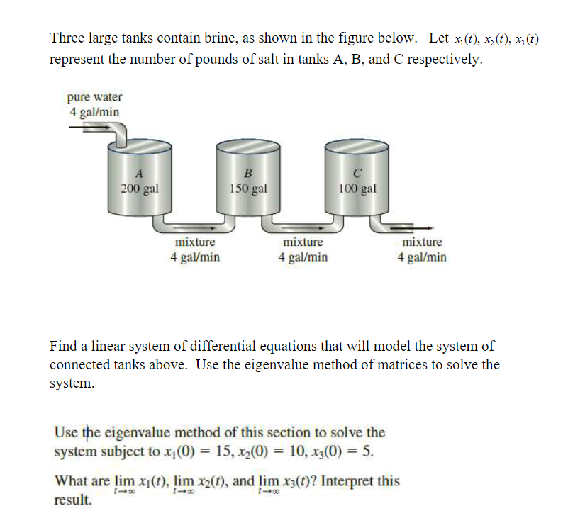 Solved Three large tanks contain brine, as shown in the | Chegg.com